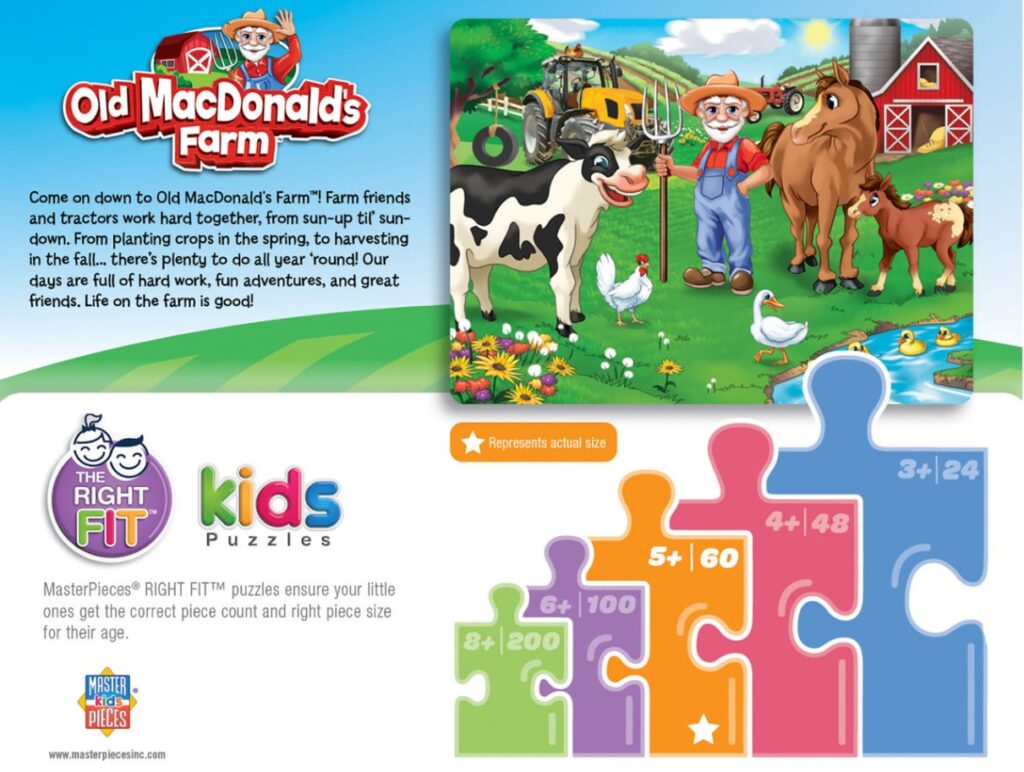 Old MacDonald's Farm- Miller's Pond 60 Piece Kids Puzzle - Crown Power ...
